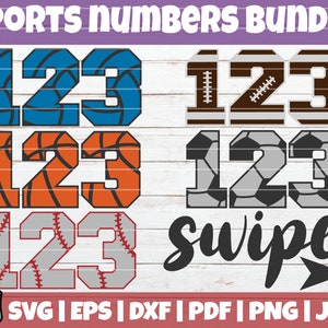 Sports Numbers SVG Bundle SVG Cut File Commercial Use Instant Download ...