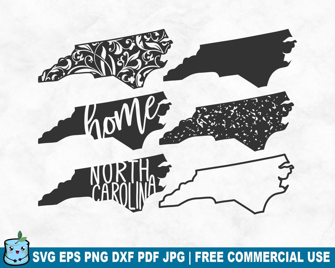 North Carolina State SVG Cut File, North Carolina Outline Distressed ...