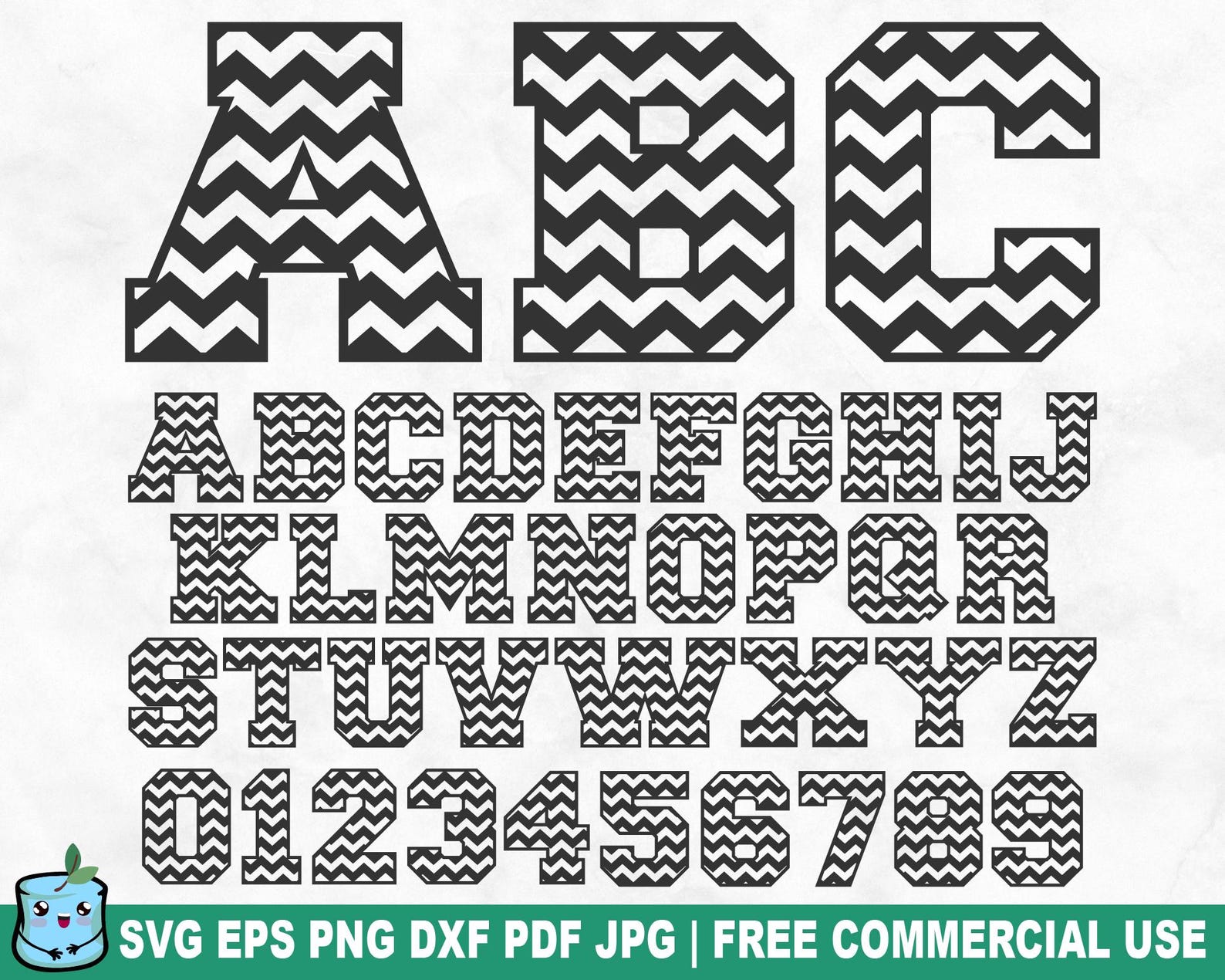 Chevron Alphabet and Numbers SVG Cut File, Zigzag Letters for Cricut ...