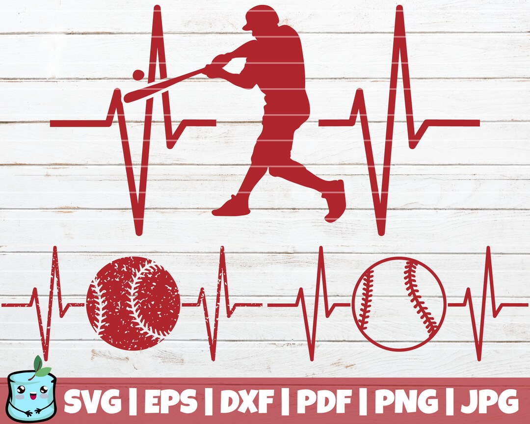 Baseball/softball Heartbeat SVG Cut File Commercial Use Instant ...