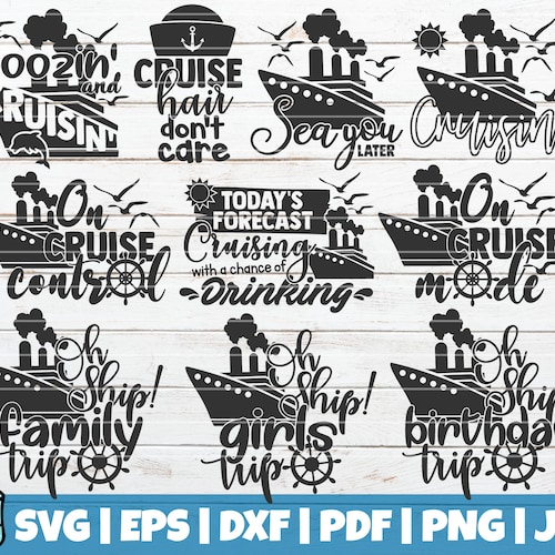 Cruise Bundle 10 SVG Cut Files Commercial Use Instant - Etsy