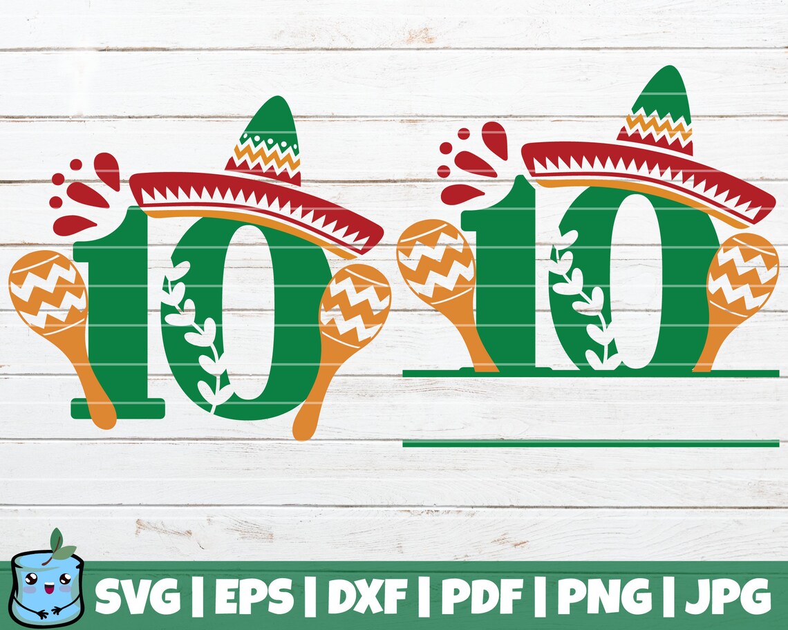 Fiesta Birthday Number Ten SVG Cut File Split Monogram SVG | Etsy