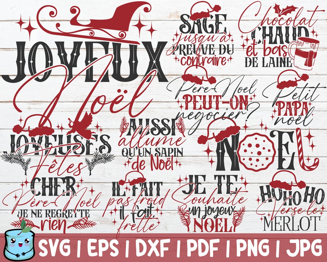 French Christmas SVG Bundle Holiday SVG Cut File Commercial Use Instant ...