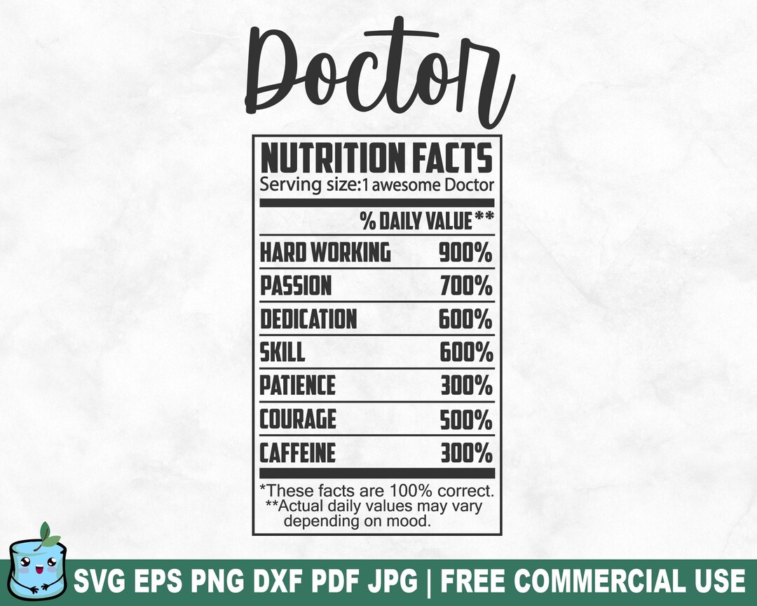Doctor Nutrition Facts SVG Cut File, Funny Profession Label SVG for ...