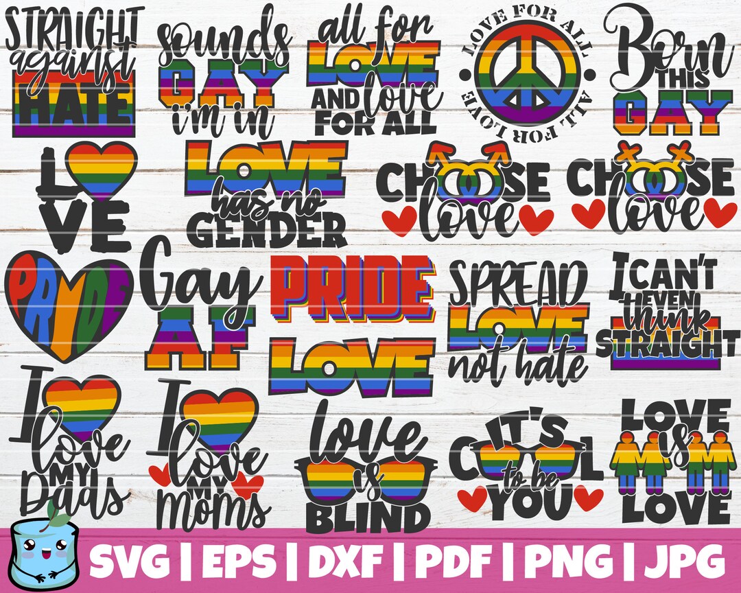 Gay Pride SVG Bundle LGBT SVG Cut Files Commercial Use Instant Download ...
