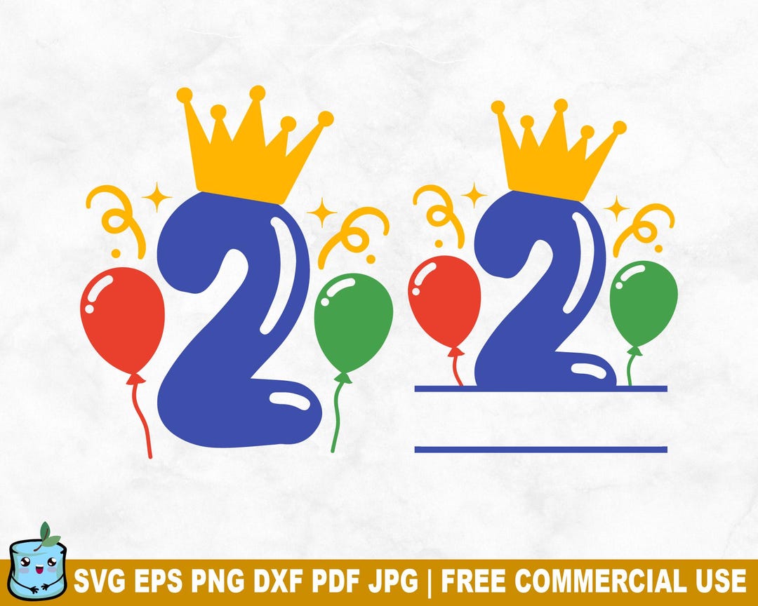 Balloons Birthday No 2 SVG Cut File, 2 Years Old SVG for Cricut ...