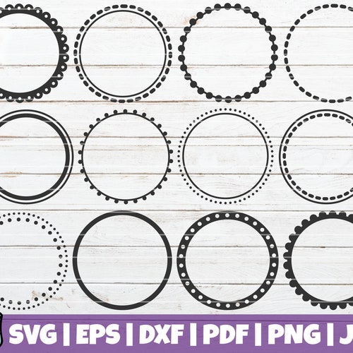 12 Round Dotted Monogram Frames SVG Cut Files Commercial Use - Etsy