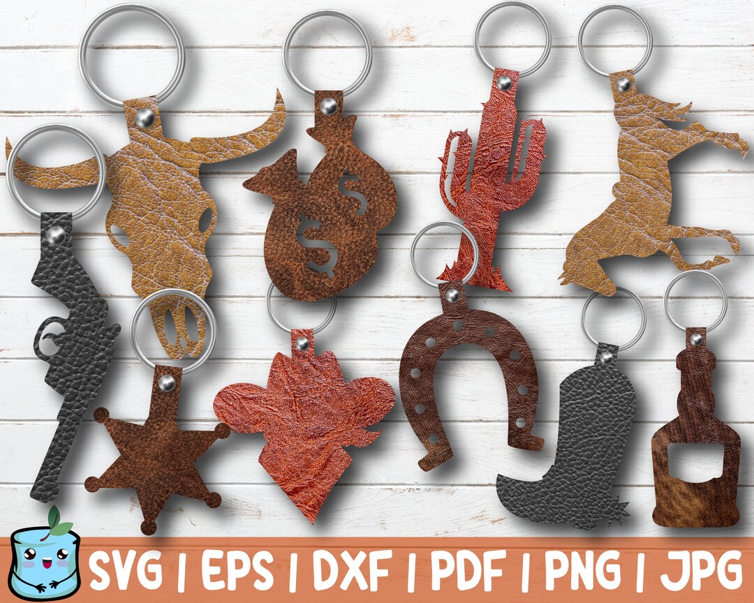 Western Key Fob SVG Bundle Country Side Keychains SVG Templates ...