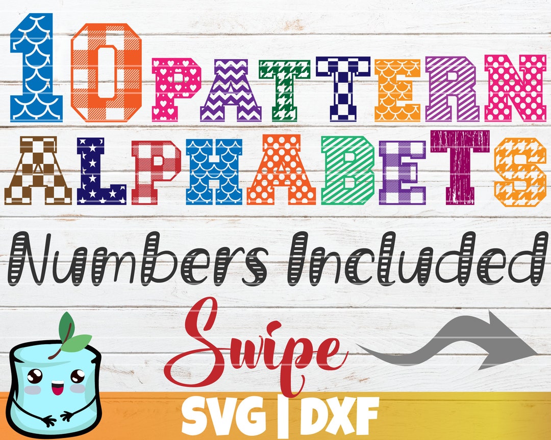 10 Pattern Alphabet and Numbers SVG Cut File, Letters for Cricut ...