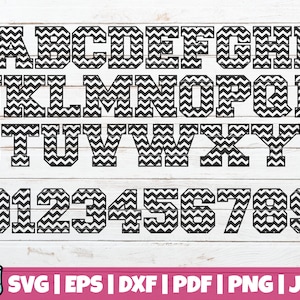 Chevron Alphabet and Numbers SVG Cut File Commercial Use - Etsy