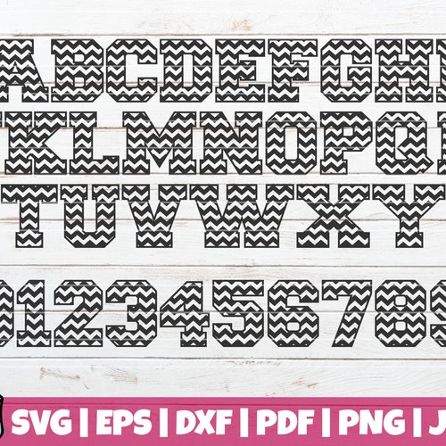 Chevron Alphabet and Numbers SVG Cut File Commercial Use | Etsy