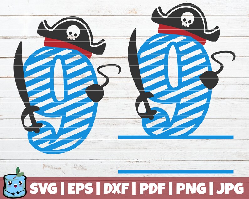 Pirates Birthday Number Nine SVG Cut File Split Monogram SVG - Etsy