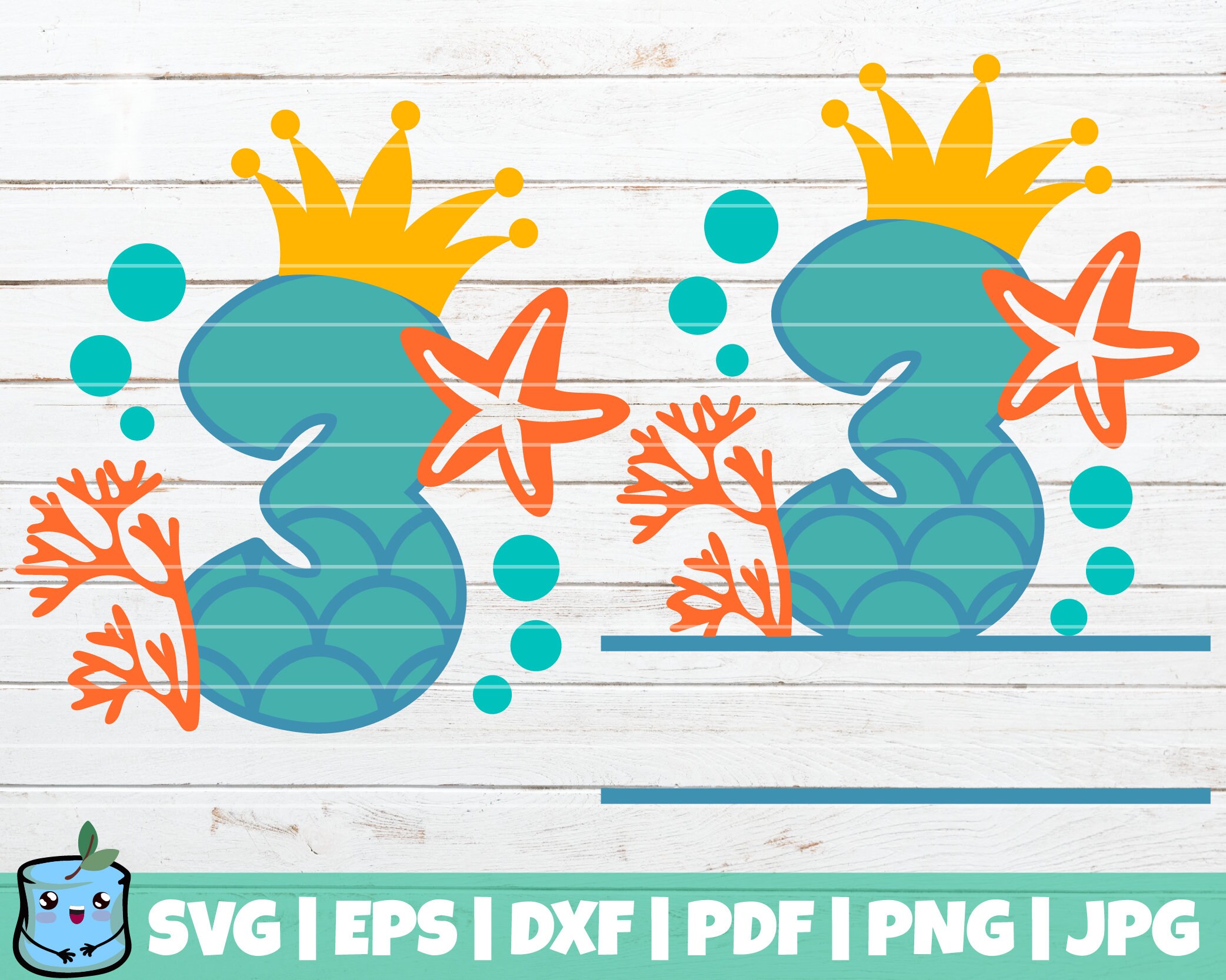 Mermaid Birthday Numbers SVG Bundle Split Monogram SVG | Etsy