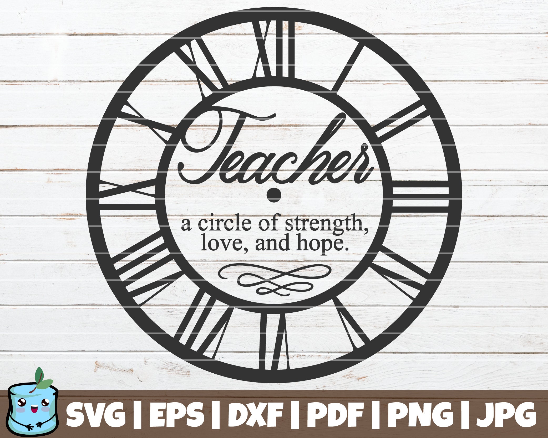 Teacher Clock Face SVG Cut File commercial use instant | Etsy