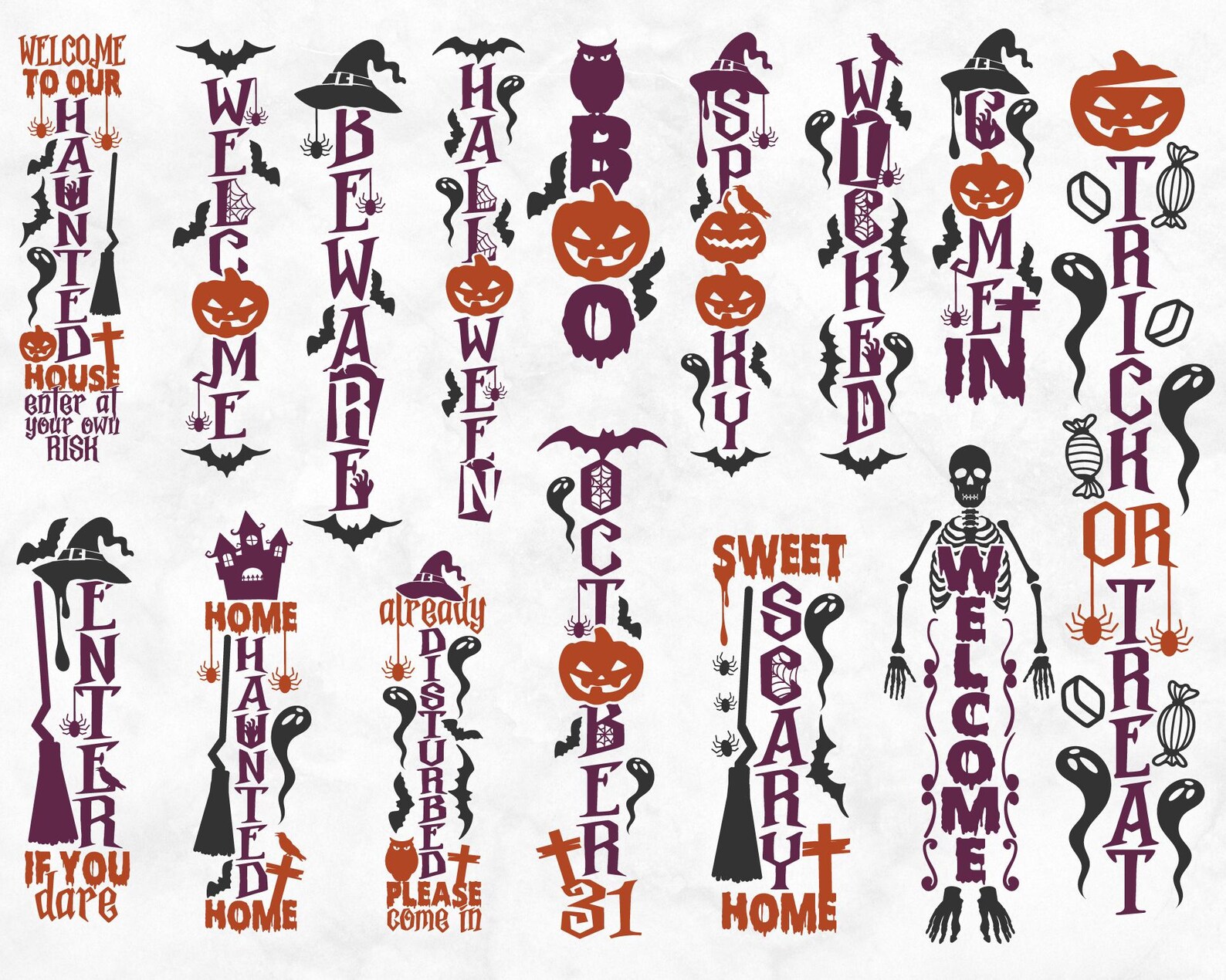 All Season Porch Signs SVG Bundle, Vertical Signs SVG Cut File for ...