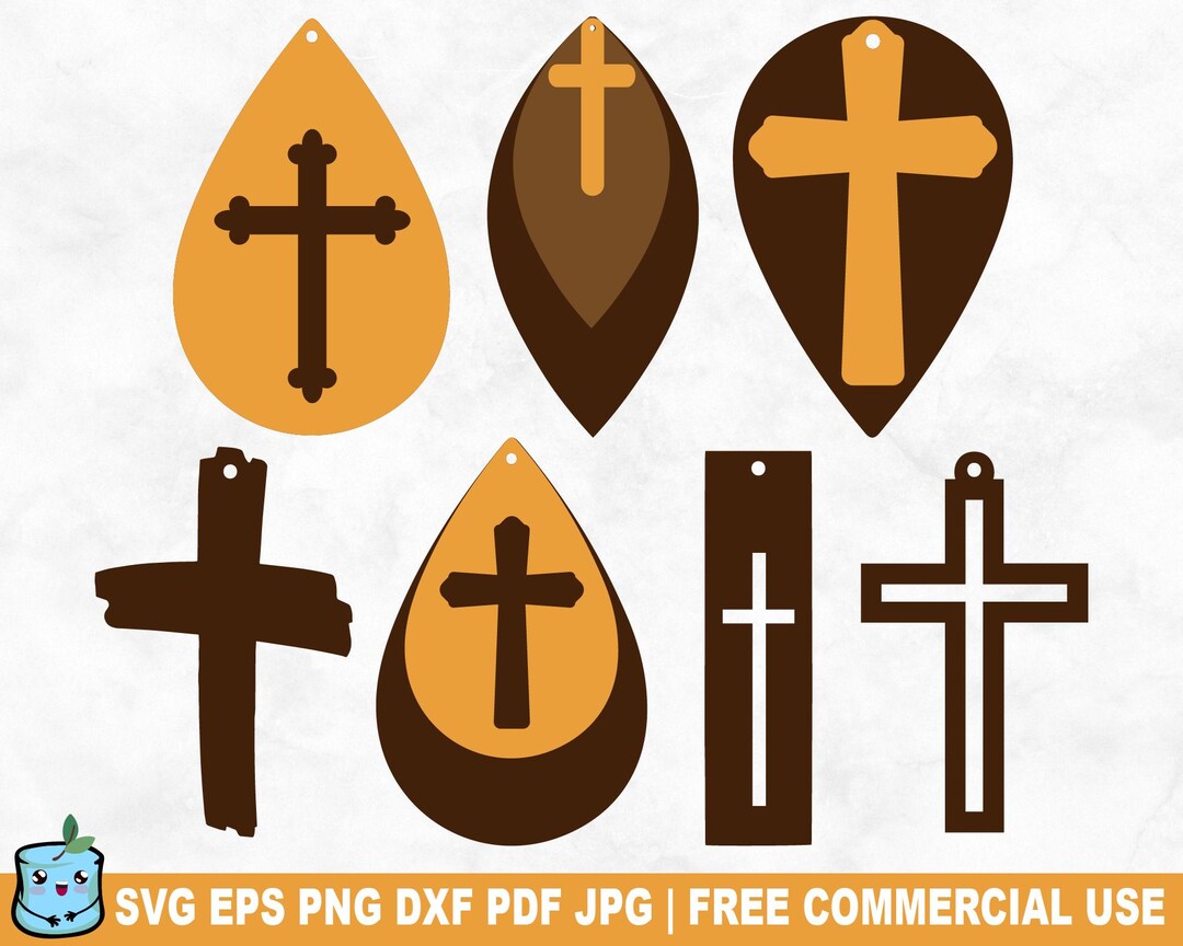 14 Cross Earrings SVG Cut Files | Commercial Use | Instant Download ...
