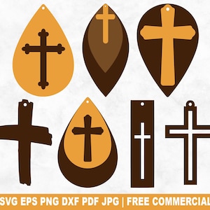 14 Cross Earrings SVG Cut Files | Commercial Use | Instant Download ...
