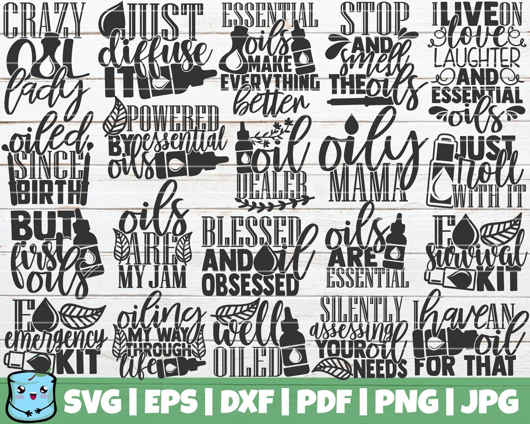 Essential Oils SVG Bundle Oil Therapy SVG Cut Files Commercial Use ...