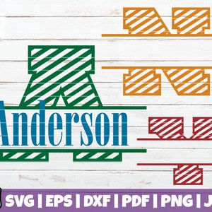 Stripe Monogram Letters SVG Cut File SVG Bundle Commercial Use Instant ...