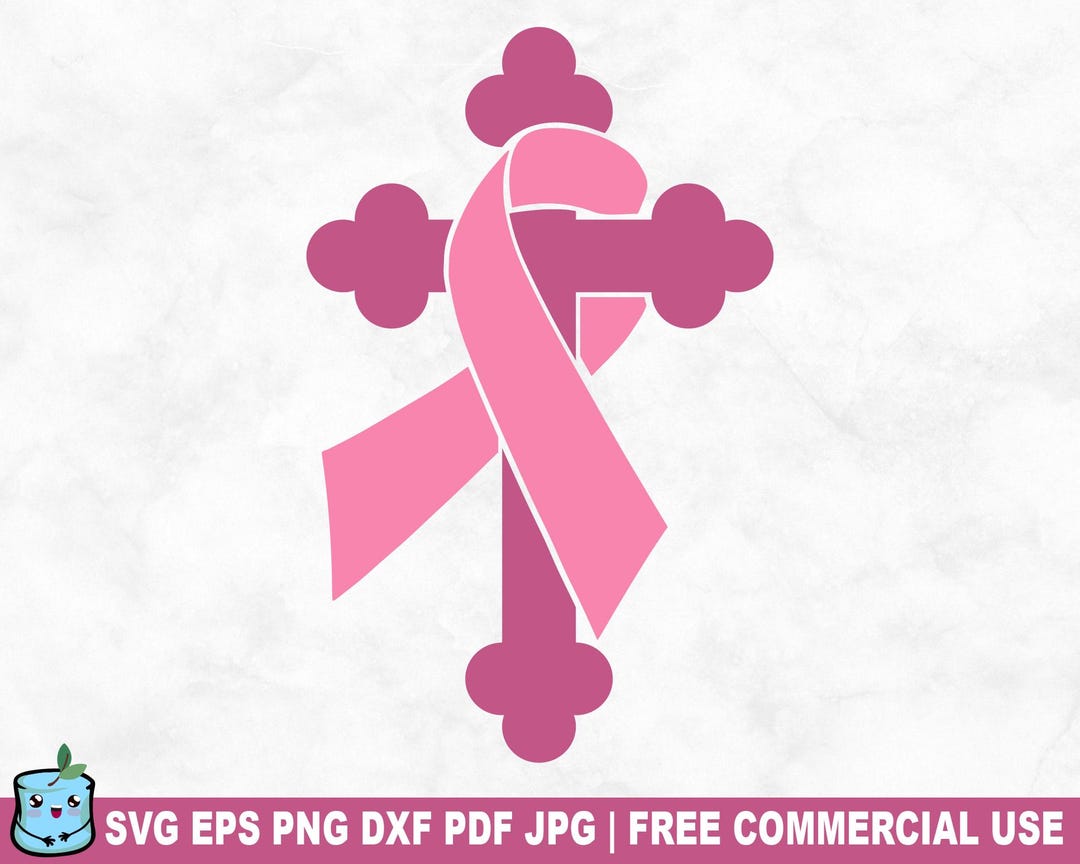 Pink Ribbon Cross SVG Cut File, Breast Cancer Awareness SVG for Cricut ...