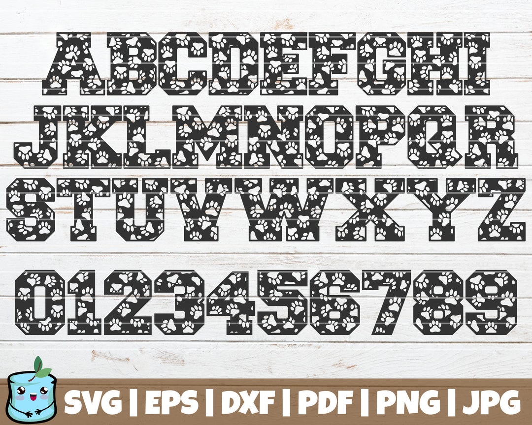 Paw Alphabet and Numbers SVG Cut File | Commercial Use | Instant ...