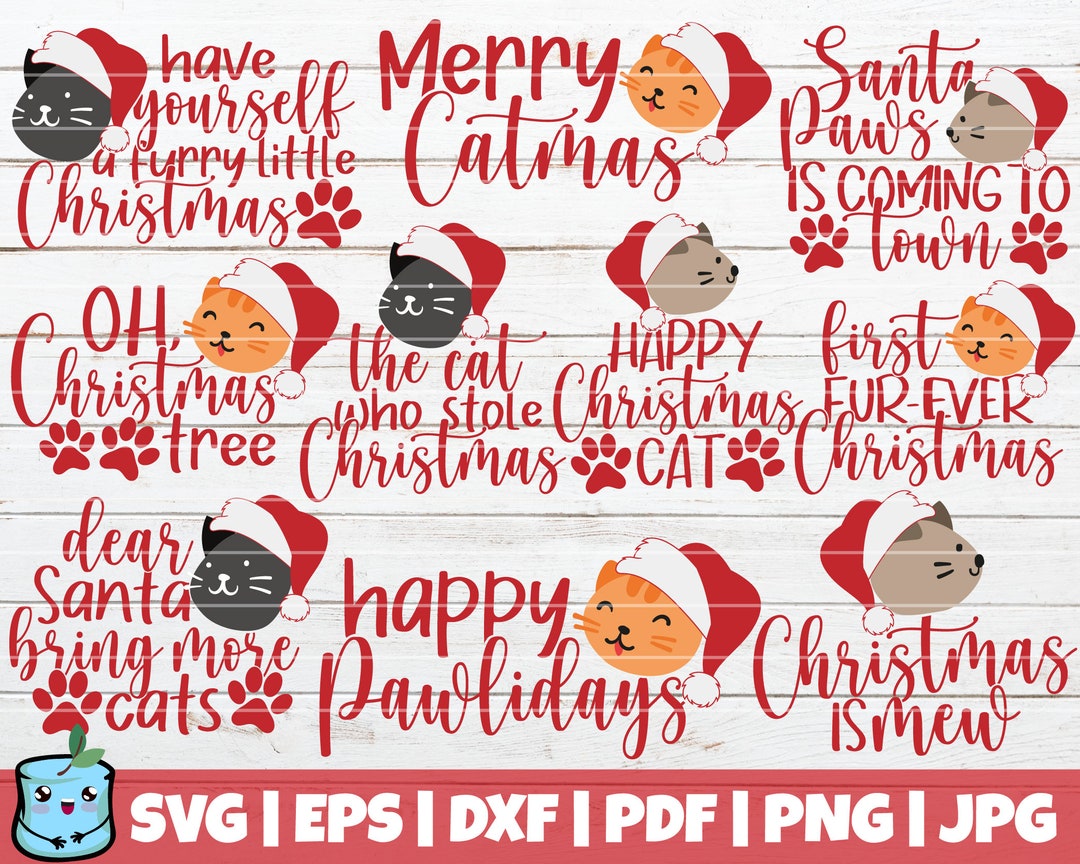 Christmas Cat SVG Bundle Christmas Cat Commercial Use Instant Download ...