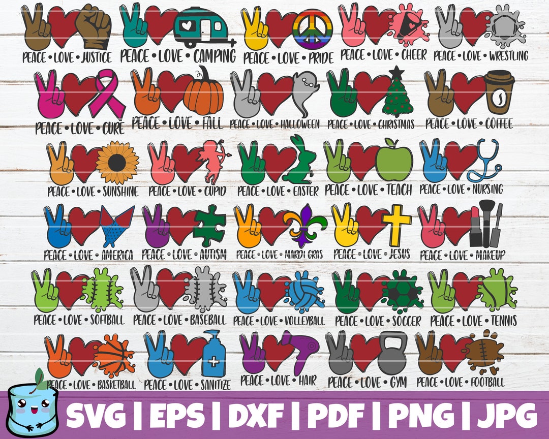 Peace Love SVG Bundle SVG Cut Files Commercial Use - Etsy