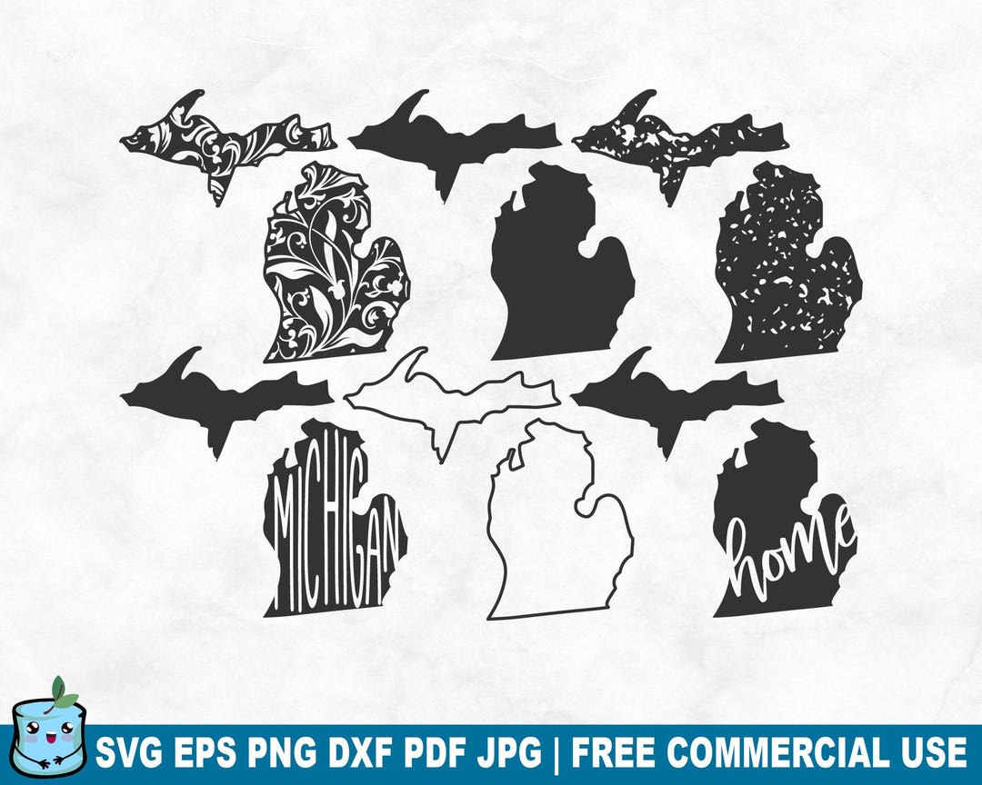 Michigan State SVG Cut File, Michigan Outline Distressed Home SVG for ...