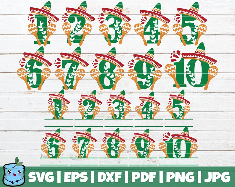 Fiesta Birthday Numbers SVG Bundle Split Monogram SVG | Etsy