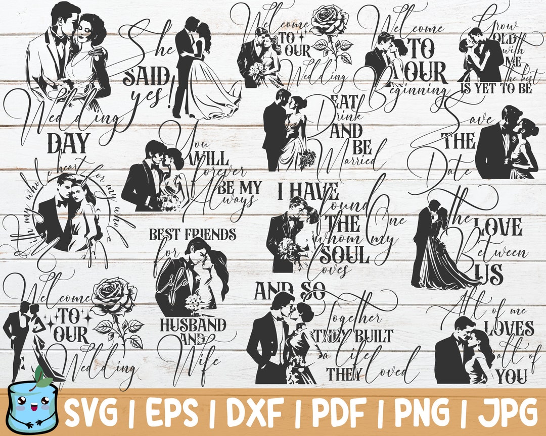 Wedding SVG Bundle Husband and Wife SVG Cut Files Instant Download ...