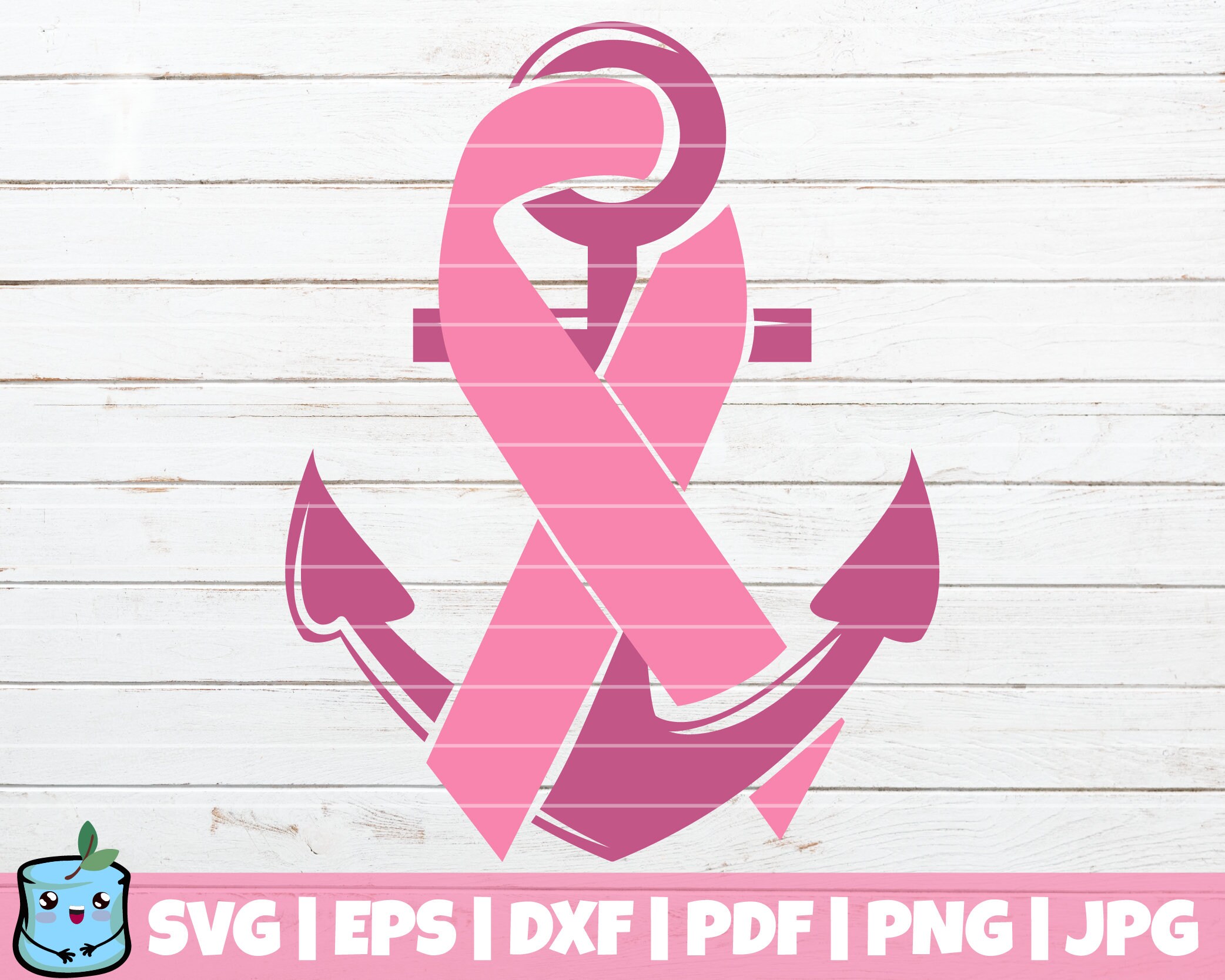 Pink Ribbon Anchor SVG Cut File Commercial Use Instant - Etsy UK