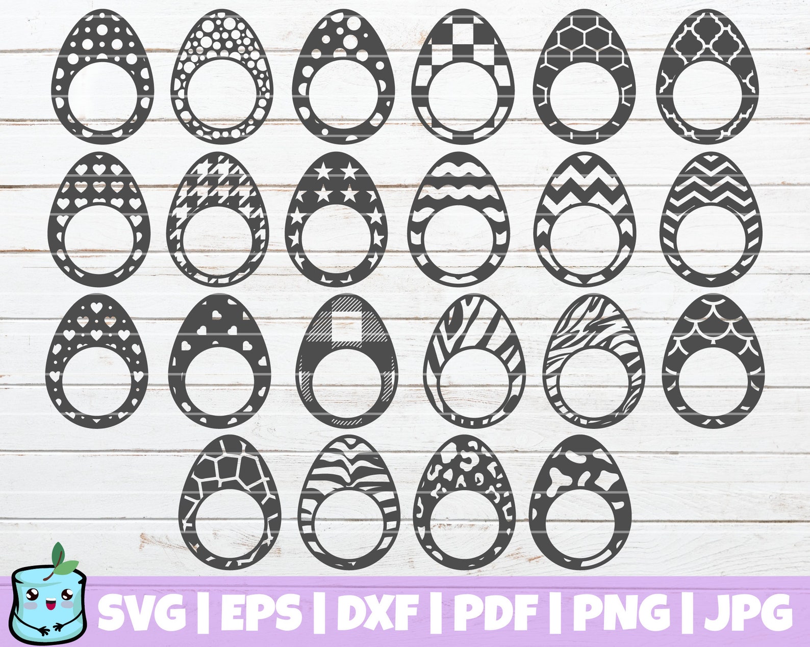 Easter Egg SVG Cut Files Easter Monogram Frames Commercial - Etsy