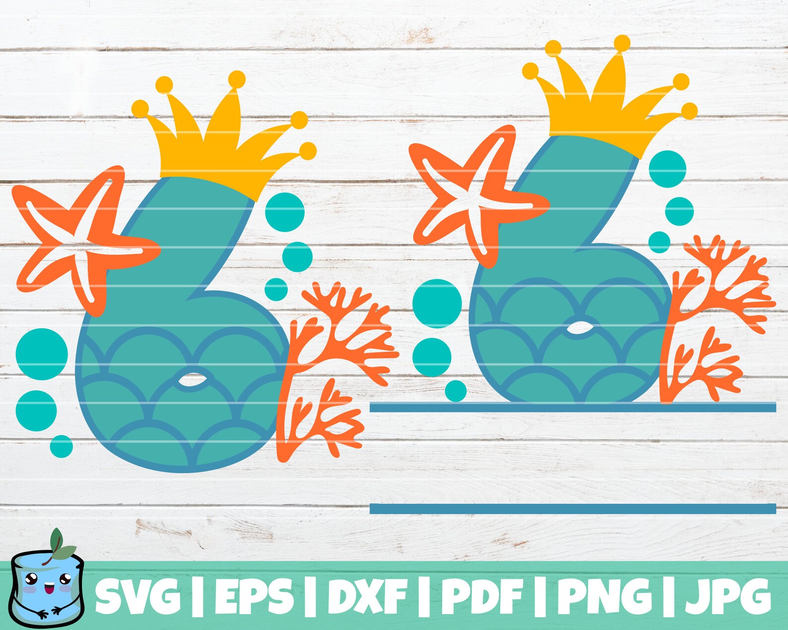 Mermaid Birthday Numbers SVG Bundle Split Monogram SVG - Etsy