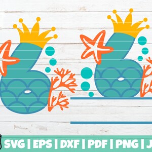 Mermaid Birthday Numbers SVG Bundle Split Monogram SVG Commercial Use ...