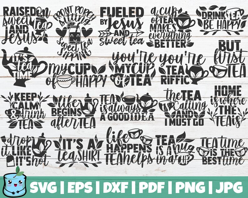 Tea Lover SVG Bundle SVG Cut Files Instant Download - Etsy