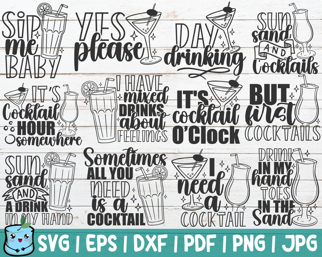Cocktails SVG Bundle Summer Cocktail SVG Cut File Instant Download ...