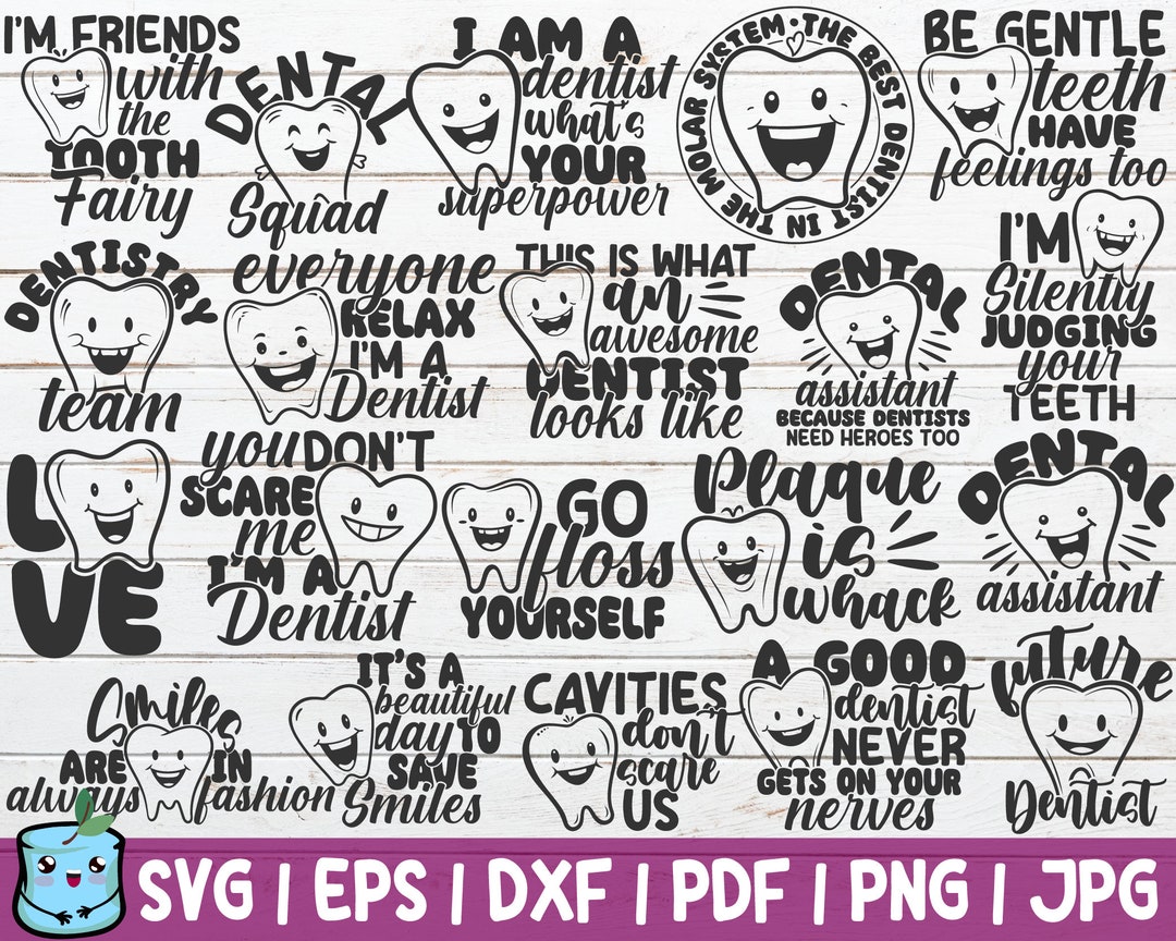 Dentist SVG Bundle Happy Tooth SVG Cut File Instant Download Commercial ...