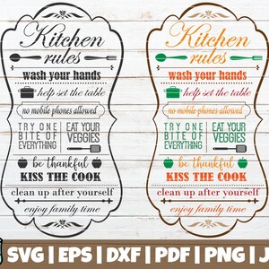 Kitchen Rules SVG Cut Files Commercial Use Instant - Etsy