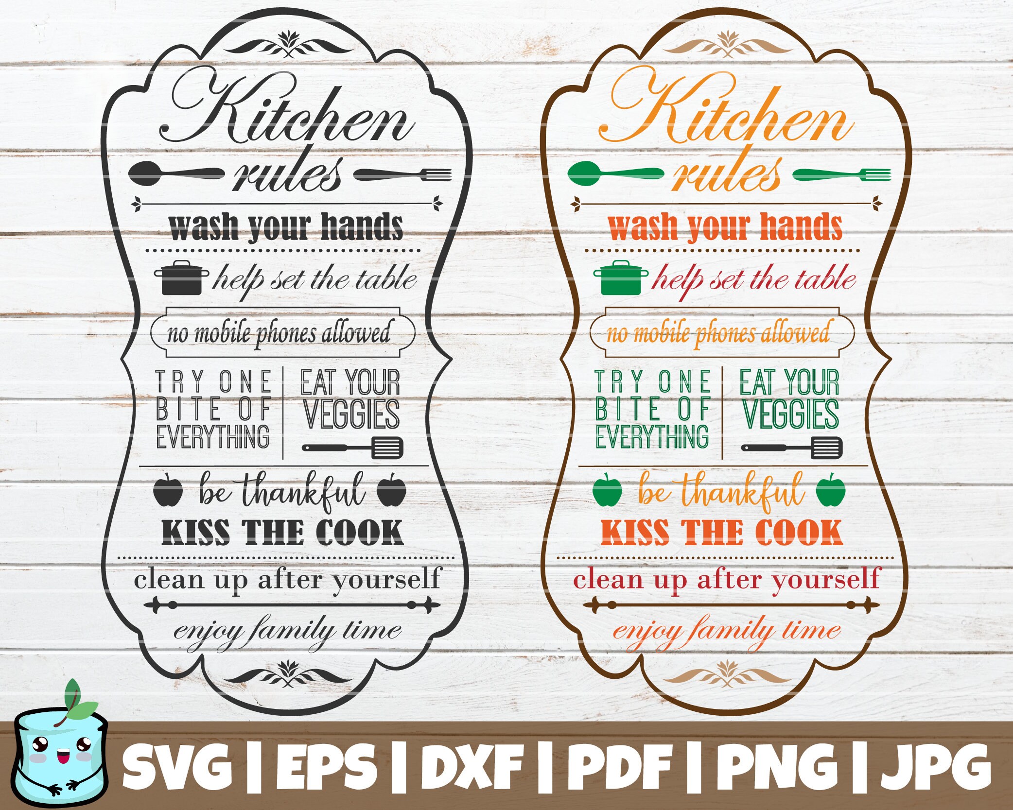Kitchen Rules SVG Cut Files Commercial Use Instant | Etsy