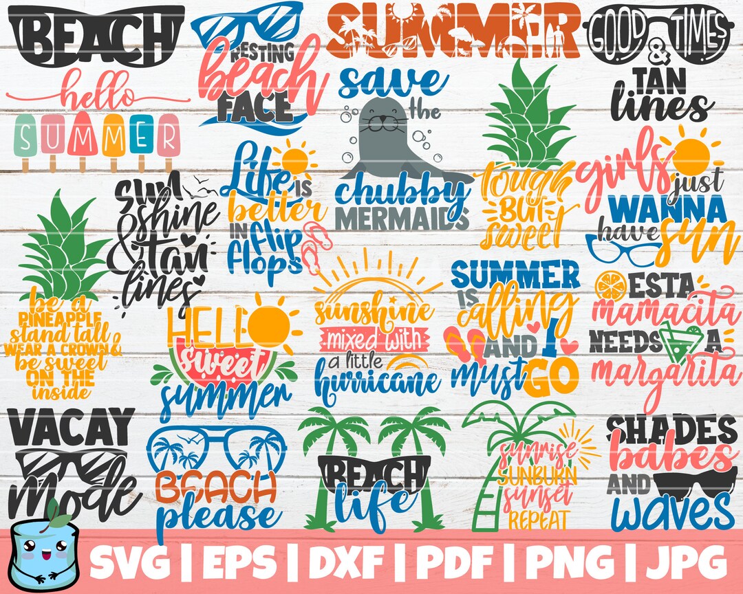 Summertime SVG Bundle SVG Cut Files Commercial Use Instant Download ...