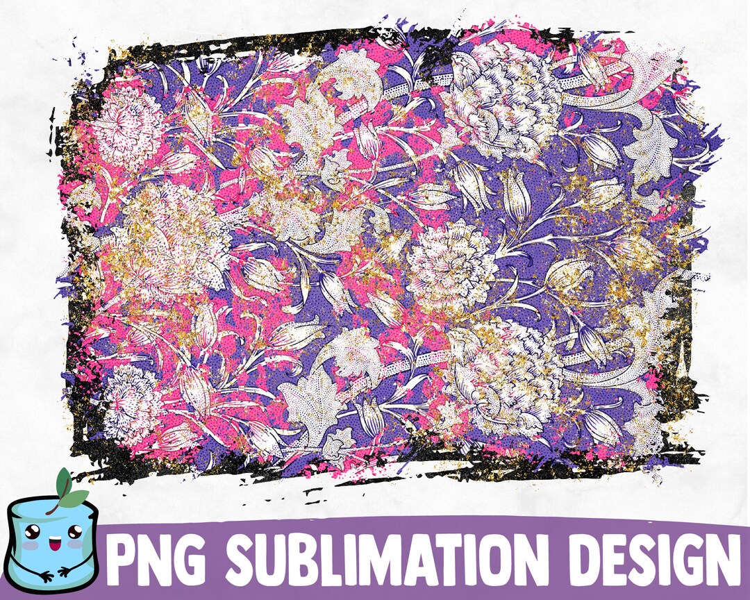 Distressed Flowers Sublimation Background | Pink Violet Flowers Print ...