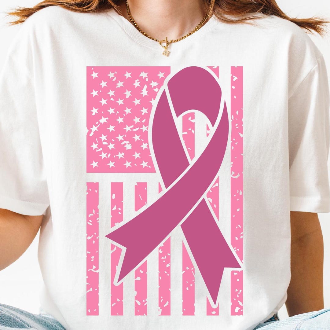 Pink Ribbon American Flag PNG SVG Cut File, Breast Cancer Awareness Svg ...