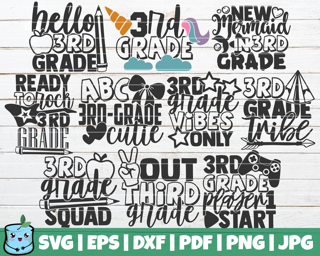 3rd Grade SVG Bundle | Third Grade Shirt Print SVG Cut Files ...