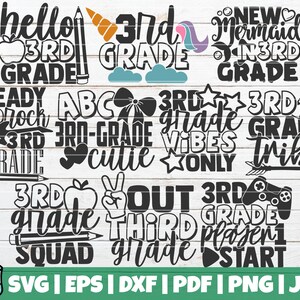 3rd Grade SVG Bundle | Third Grade Shirt Print SVG Cut Files ...