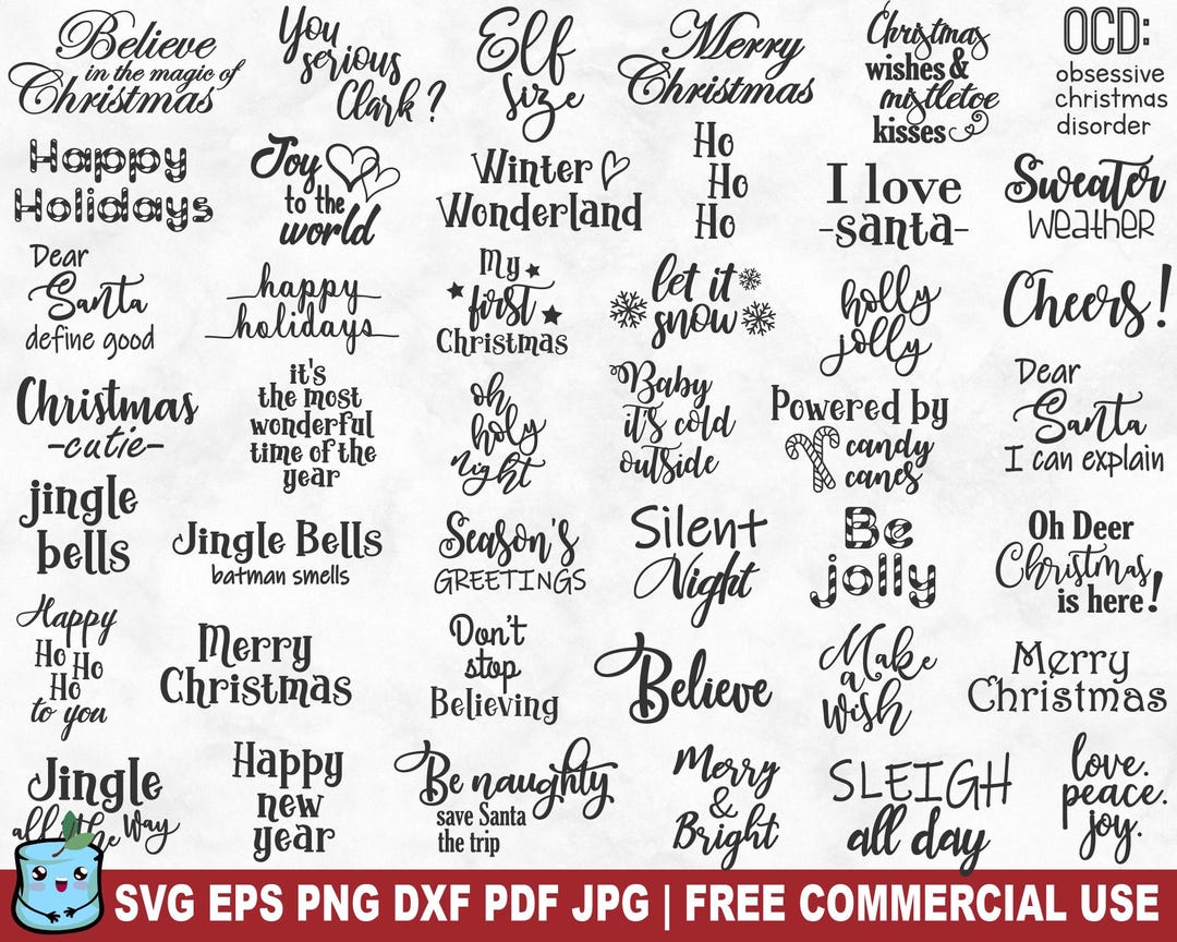 Christmas Sayings SVG Bundle, Christmas Holiday Winter SVG Cut File for ...