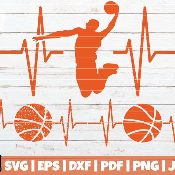 Basketball Heartbeat Svg - Etsy