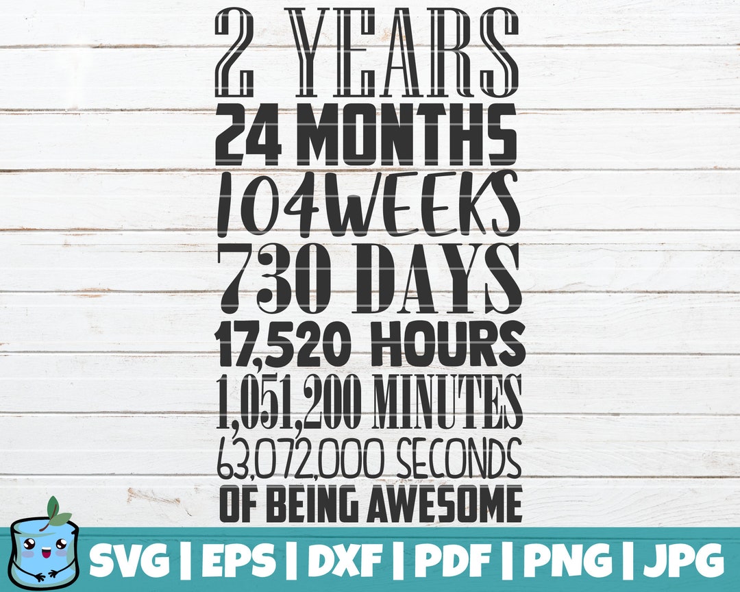 2 Years Months Weeks Days Hours Minutes Seconds of Being Awesome SVG ...