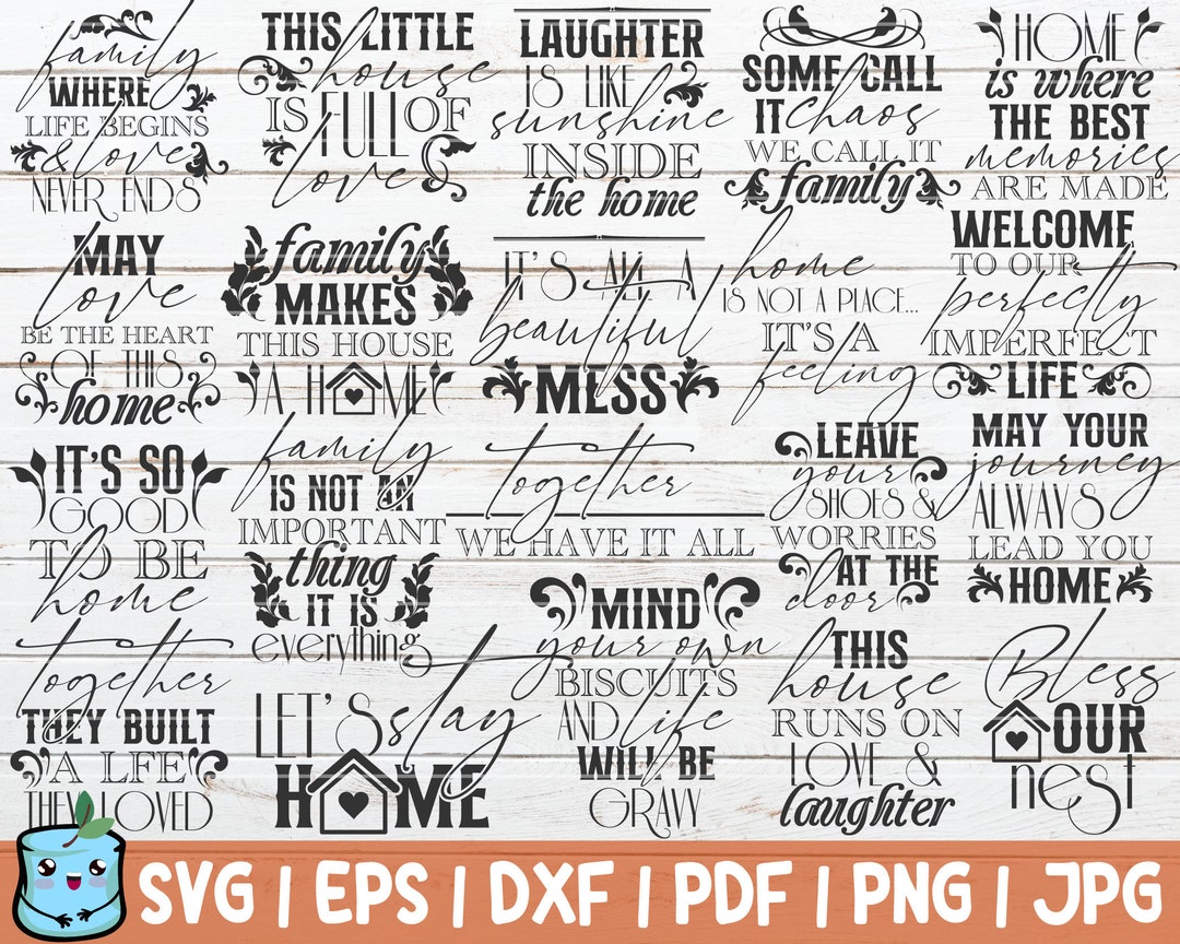 Family SVG Bundle Home SVG Cut Files Commercial Use Family SVG Home ...