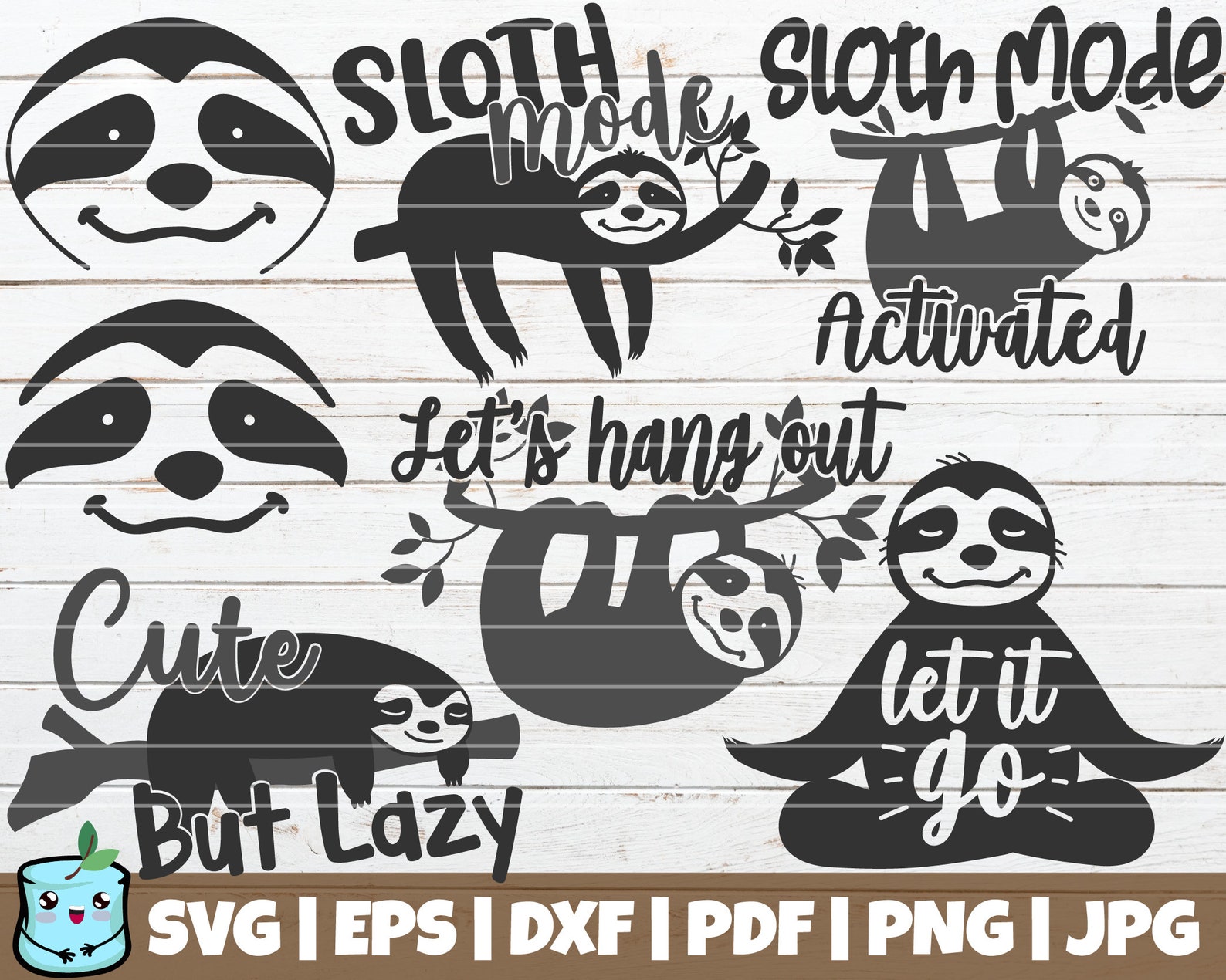 Sloth SVG Bundle SVG Cut File commercial use instant | Etsy
