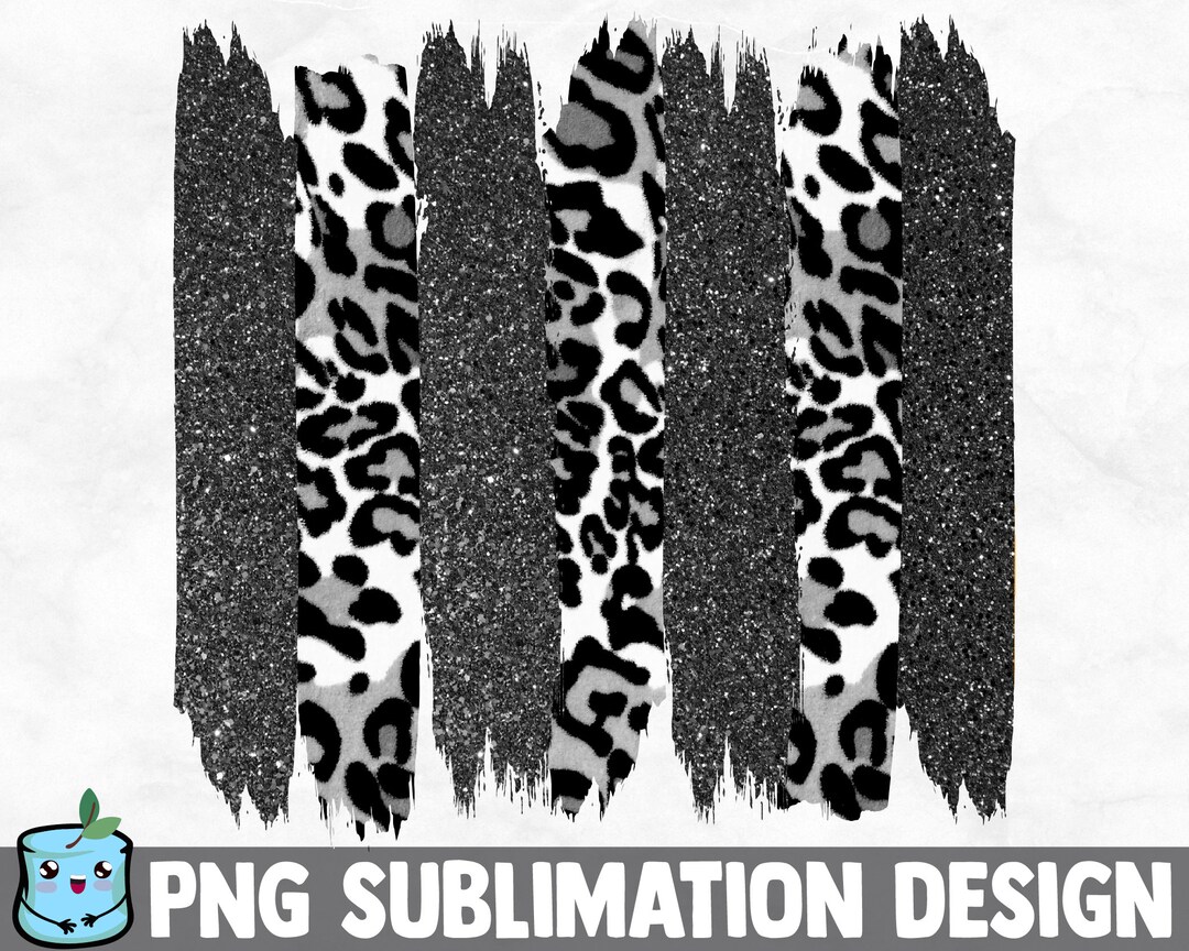 Gray Leopard Glitter Brush Strokes | Leopard Sublimation Design ...